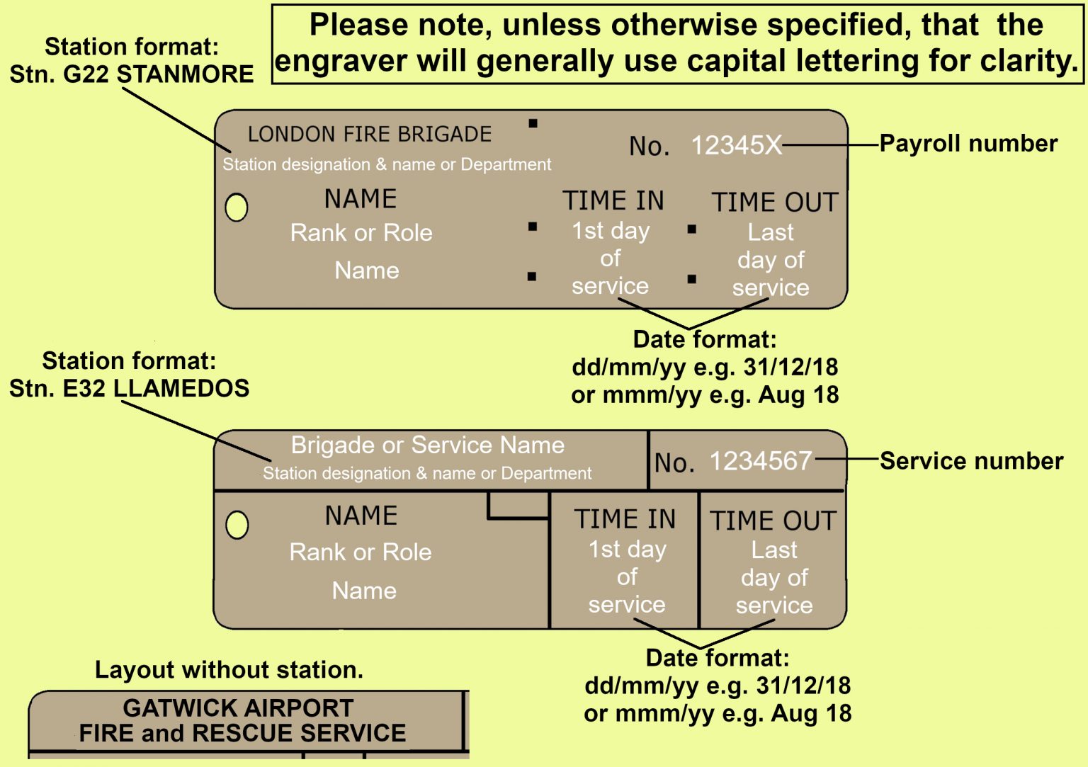 Personalised Brass B A Tally